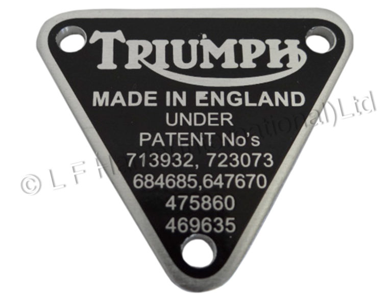 Patent Plate, Trident, 70-8762 – Classic Triumph